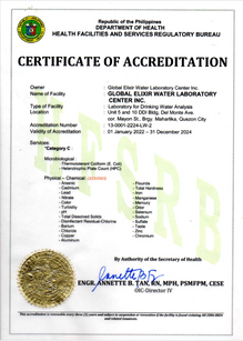 DOH Accreditations | Aqua Lab Center