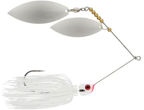 Big Bass Spinnerbait Dbl Willow - White Ni/Ni | megastrike-store