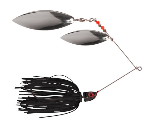 Big Bass Spinnerbait Dbl Willow - Black Ni/Ni | megastrike-store