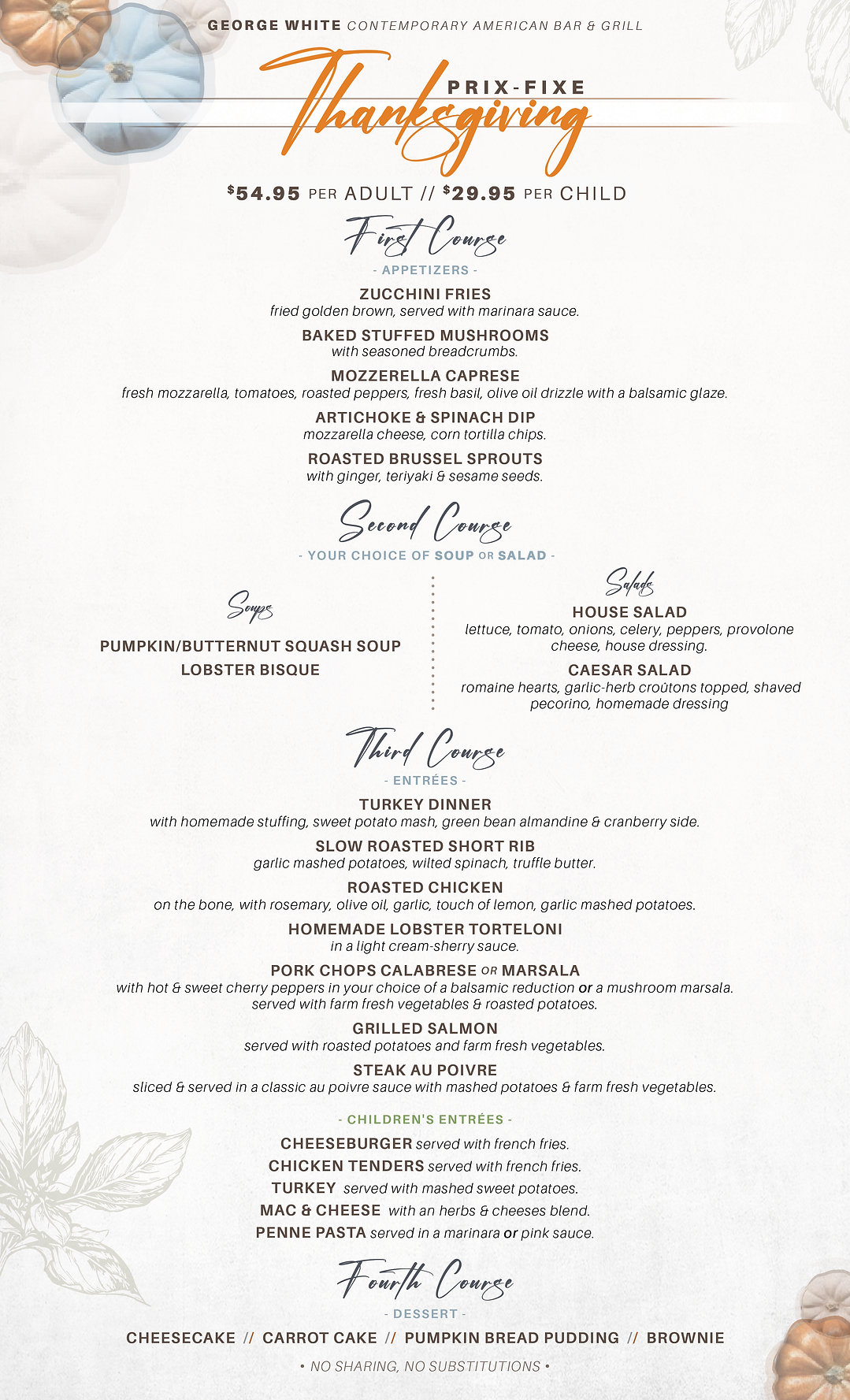 Thanksgiving Menu | George White