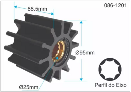 Rotor de Borracha Estriado 12 Paletas 447 MTU / Megatech 447 / Scania ...