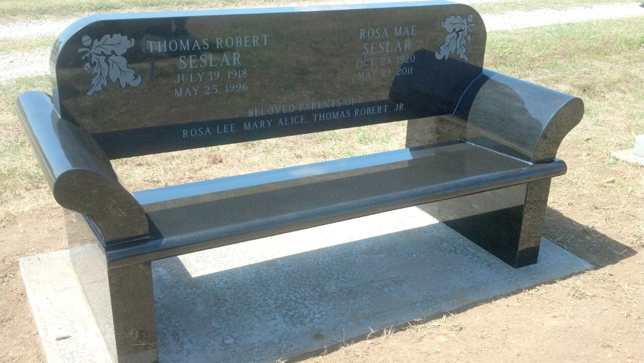Granite Cemetery Benches - Nelson Monument Company of Okahoma
