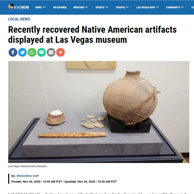 Recently recovered Native American artifacts displayed at Las Vegas museum
