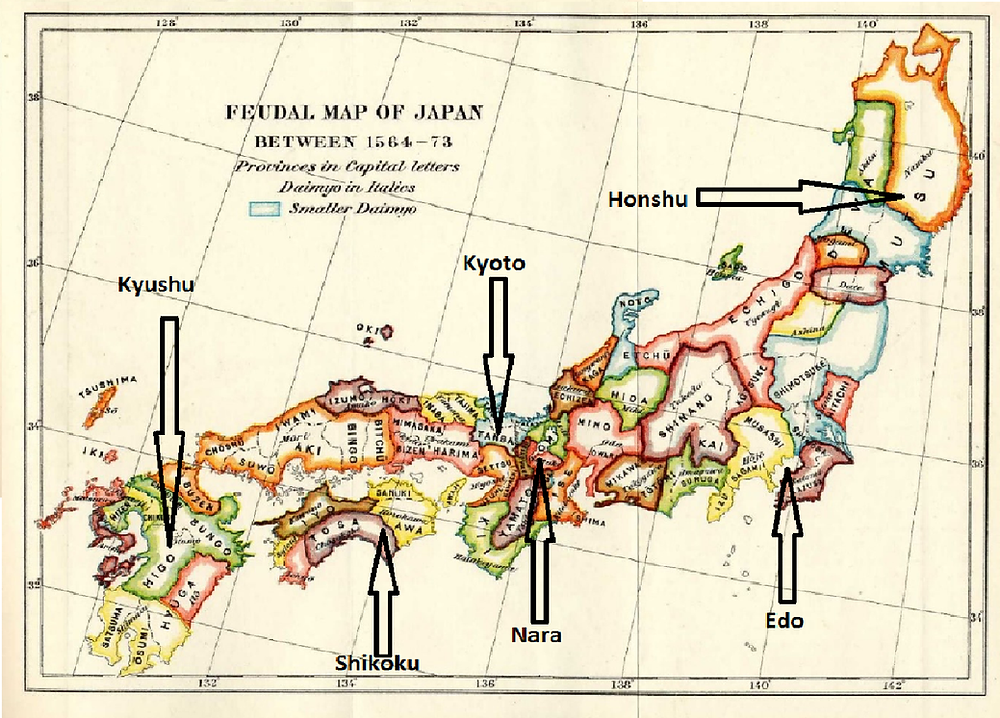 A map of Feudal Japan