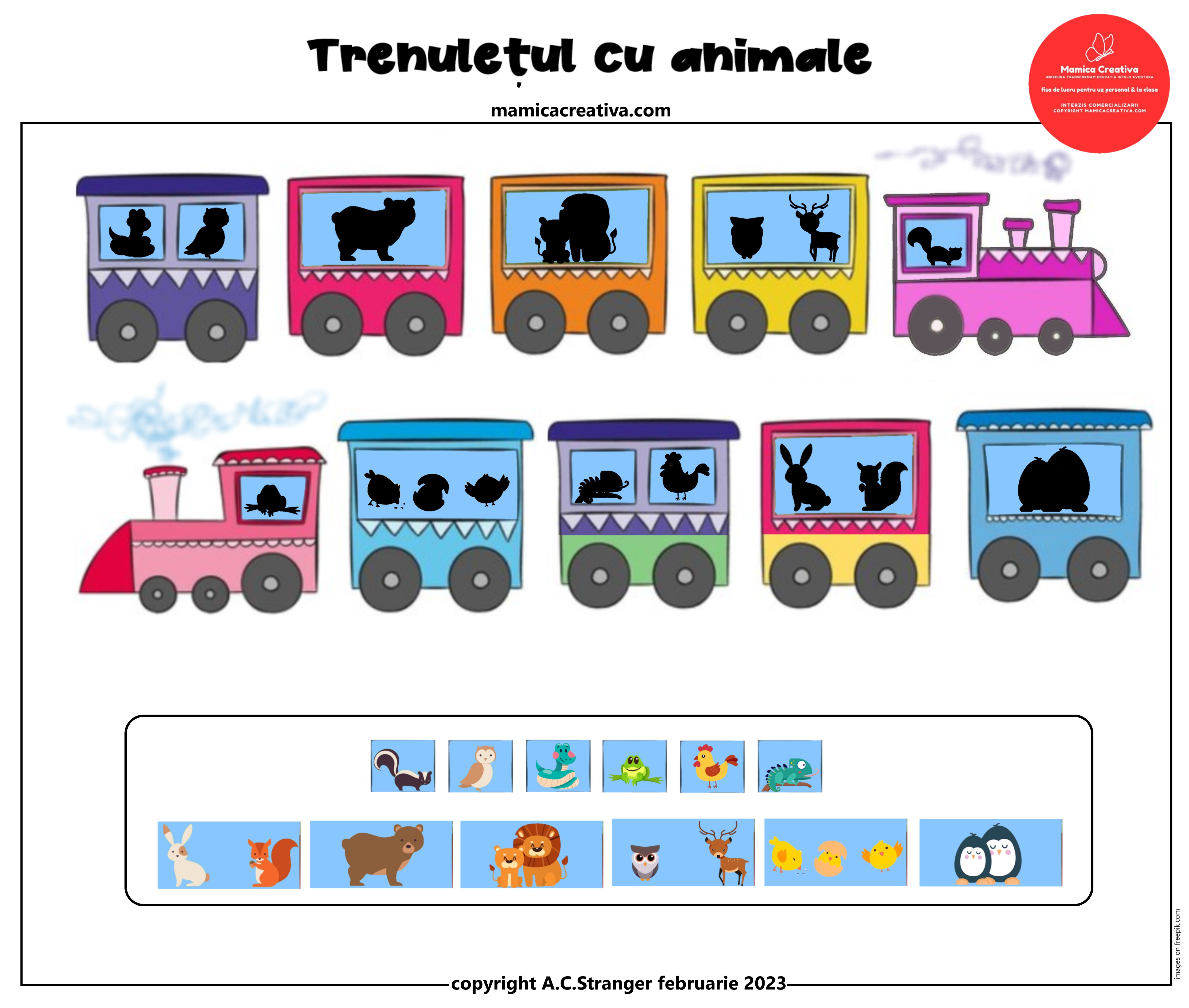 Trenuletul cu umbre si animale