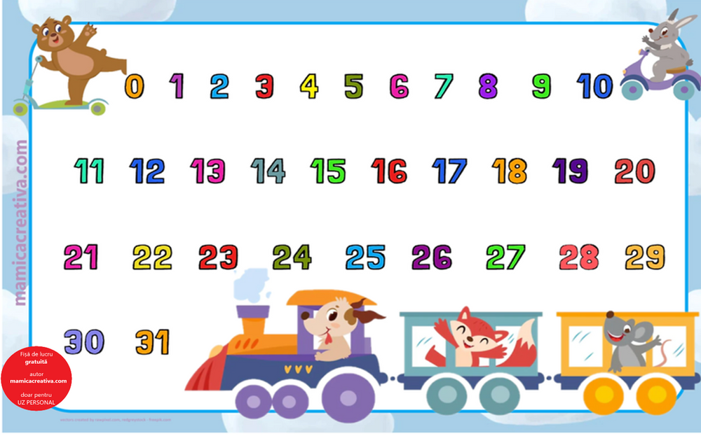 Plansa numere 0 - 31