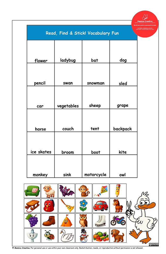 Read, Find & Stick! Vocabulary Fun