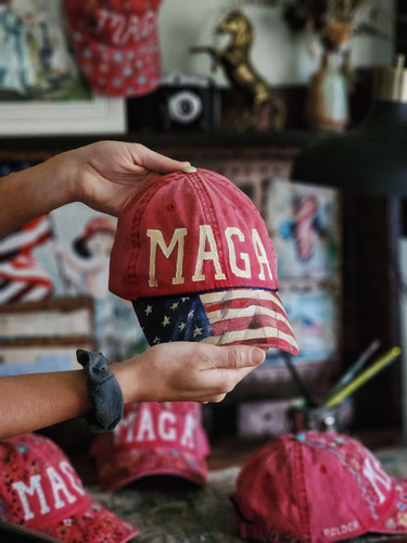 Handpainted American Flag MAGA Hat | Ameliapolderart