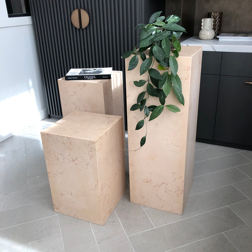 Pink Limestone Plinth Set | Styled In Stone