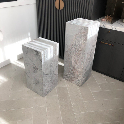 Super Grey Marble Plinth Set | Styled In Stone