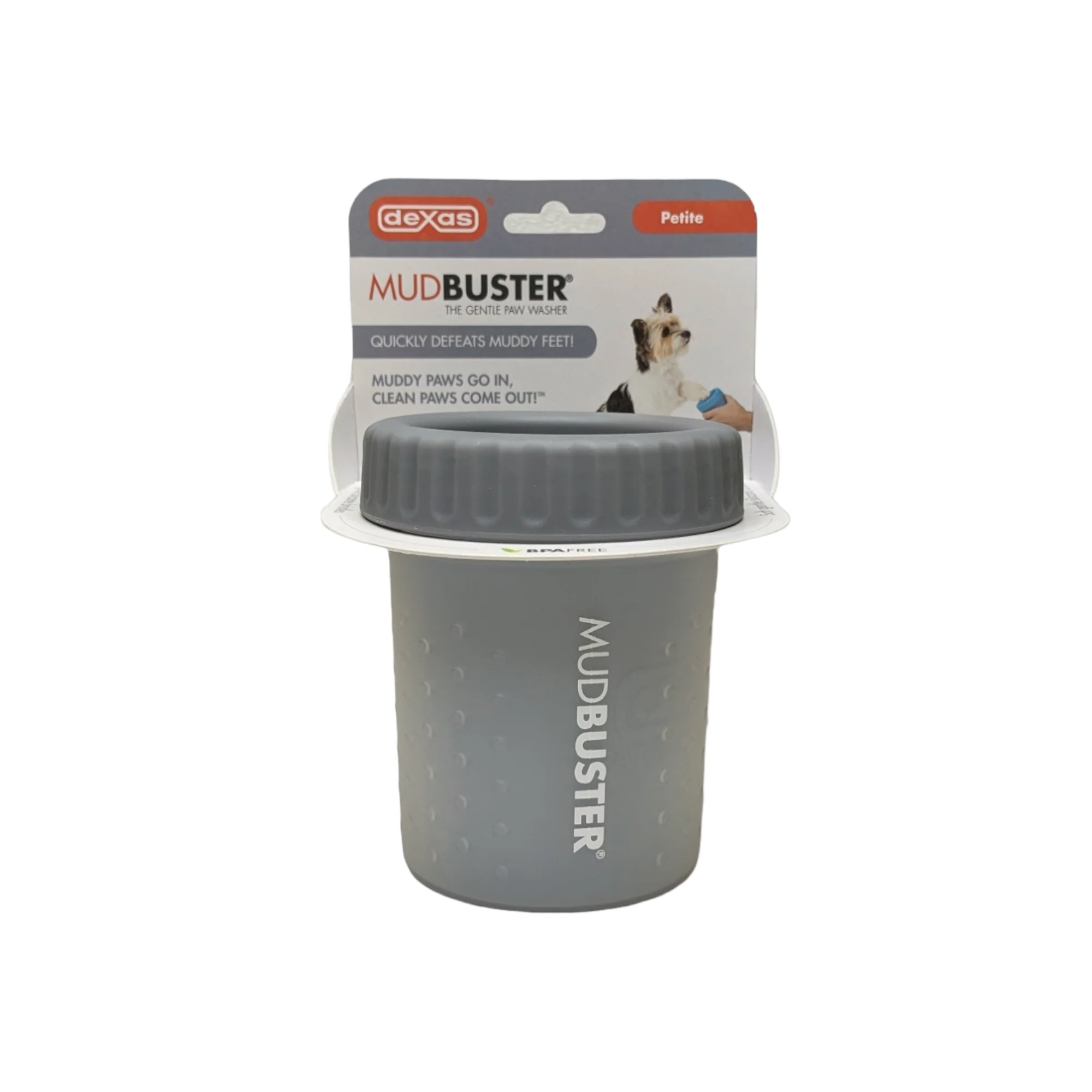 Dexas MudBuster with Lid Light Grey | CHOW Bella Pets