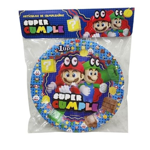 Plato mario bros 6u cotillon cumpleaños | Cotillon King