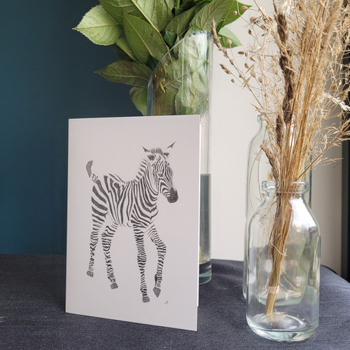 African Zebra Greetings Card | LouiseBrookCreative