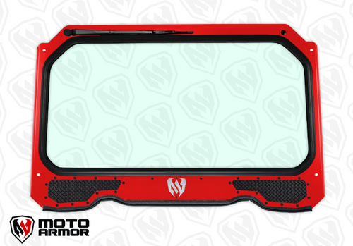 Moto Armor - Full Glass Windshield with Vents for RZR 900, 1000, Turbo ...