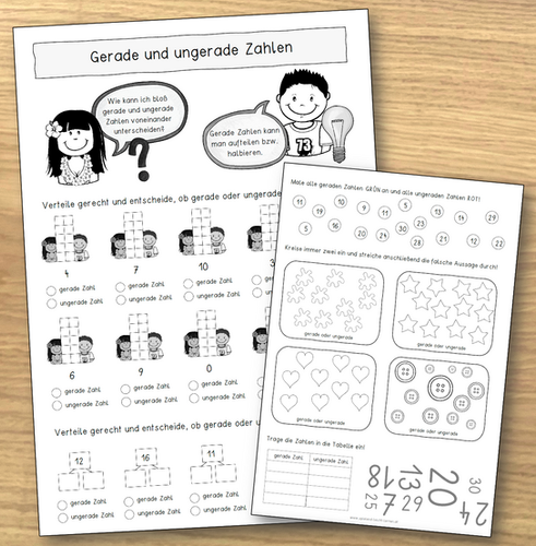 Gerade und ungerade Zahlen – Kopiervorlagen | SLL