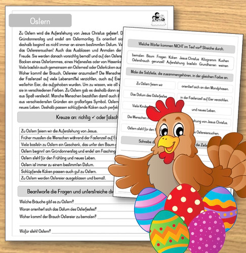 Ostern – Leseverständnis (doppelseitige Kopiervorlage) | SLL