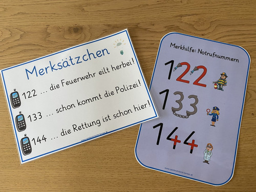 Merkplakat Notrufnummern | SLL