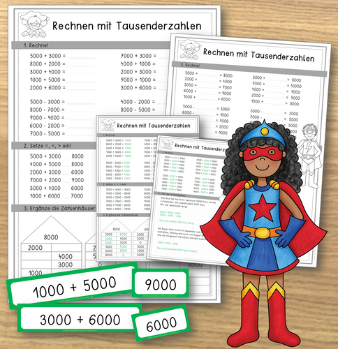 Einfaches Rechnen mit Tausenderzahlen – Legematerial und KV | SLL