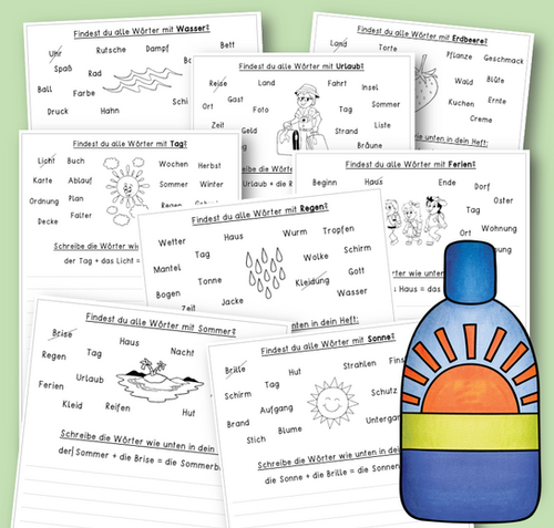 Sommerwörter - zusammengesetzte Nomen (2. Klasse) | SLL