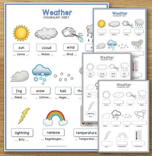 Weather - Vocabulary sheet (Englisch) | SLL