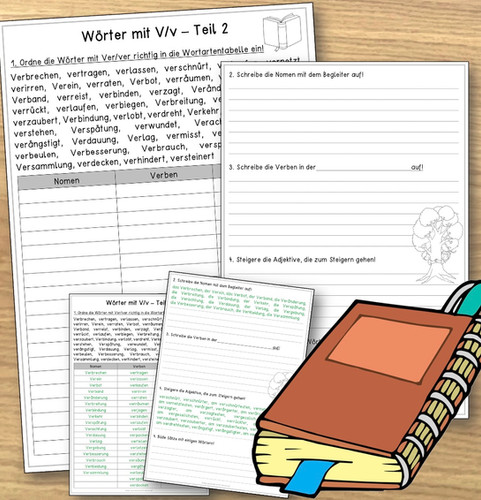 Wörter mit V – doppelseitige Kopiervorlage mit Lösung | SLL