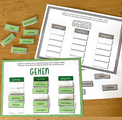 Wortfeld „gehen“ - Klettmaterial und Kopiervorlage | SLL