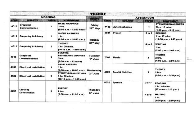 BJC & BGCSE Timetable | moe-bahamas
