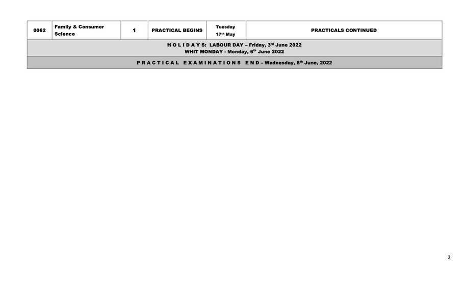 BJC & BGCSE Timetable | moe-bahamas