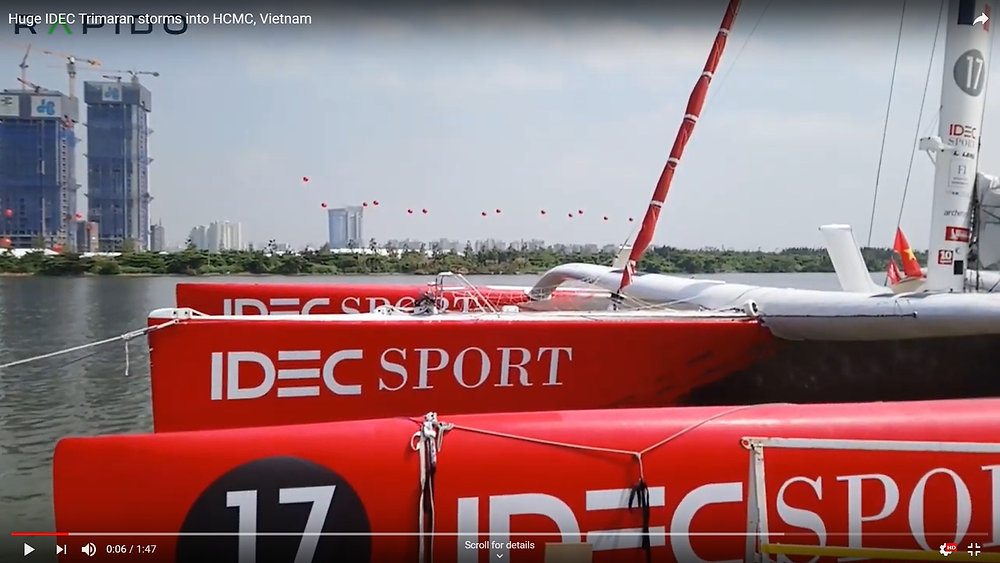Huge IDEC Sport Trimaran storms into HCMC, Vietnam