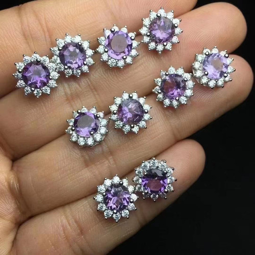 Amethyst Earrings – 925 Sterling Silver – The Natural Life Singapore ...