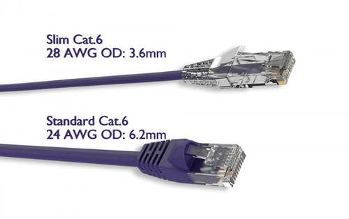 6Ft 28AWG Slim Cat6 Cable with translucent clear boot | Bargain Cable ...