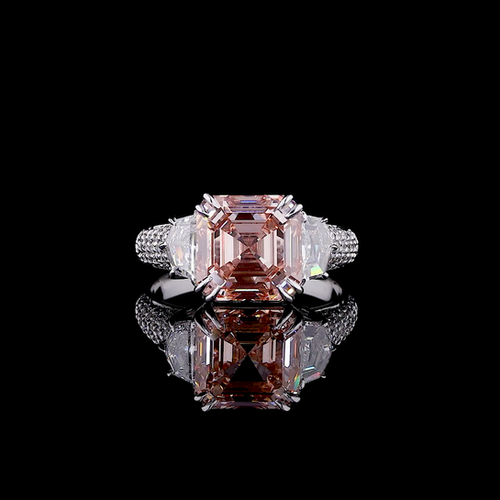 Pink Lab Diamond Side-Stone Ring (LC1-7) | Grandeur Jewels
