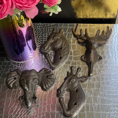 Cast Iron Giraffe Elephant Horse or Stag Hooks | The Lilly Pad