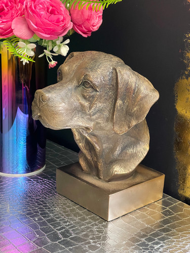 Dog Head Cold cast Bronze Bust Labrador Statue 22cm | The Lilly Pad