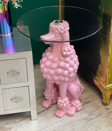 Baby Pink Poodle Dog Table with Glass Top | The Lilly Pad