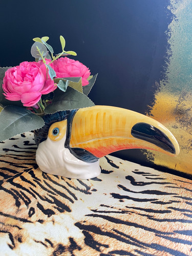 Hand Painted Toucan Head Storage Jar / Vase | The Lilly Pad