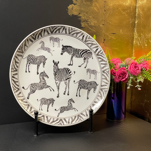 Large Zebra Plate with Stand 42cm | The Lilly Pad