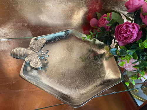 Silver Aluminium Honeycomb Bee Plate 29CM | The Lilly Pad