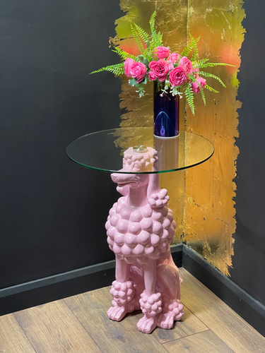 Baby Pink Poodle Dog Table with Glass Top | The Lilly Pad