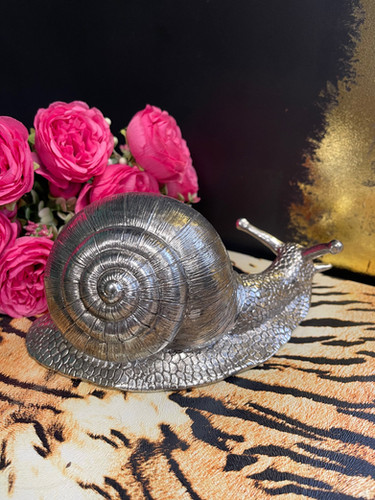 Large Silver Snail Figure 22cm | The Lilly Pad