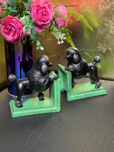 Cast Iron Antiqued Pair of Black Poodle Bookends | The Lilly Pad