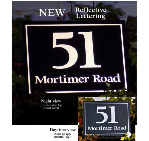 NEW REFLECTIVE Personalised House Number Sign | England Signs