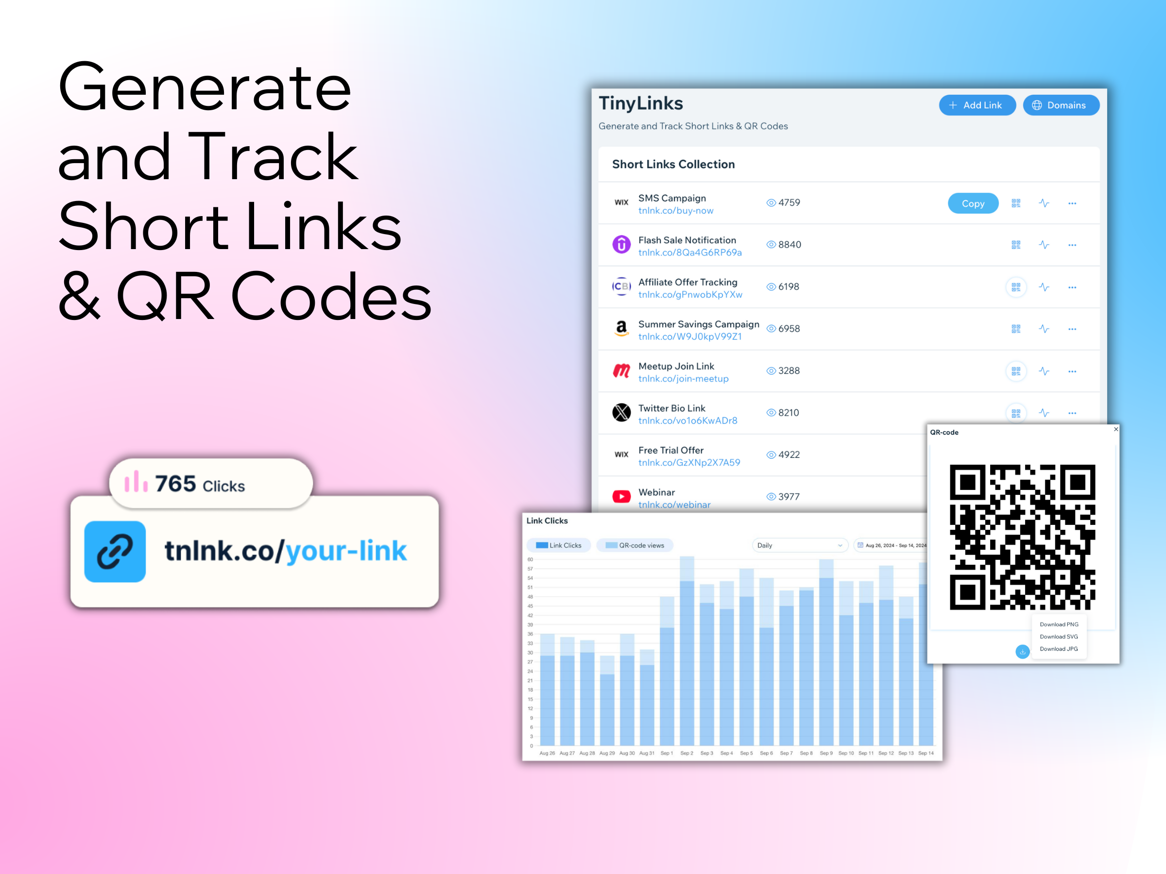 TinyLinks: Short URL & QR-code | Wix App Market | Wix.com