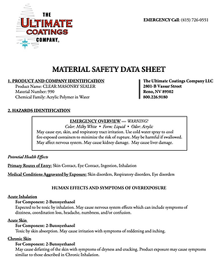 SAFETY DATA SHEETS | Ultimate Coatings