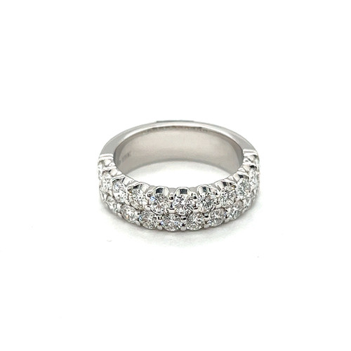 18KW Double Row (wider) Shared Prong Diamond Band | Dutille's Jewelry
