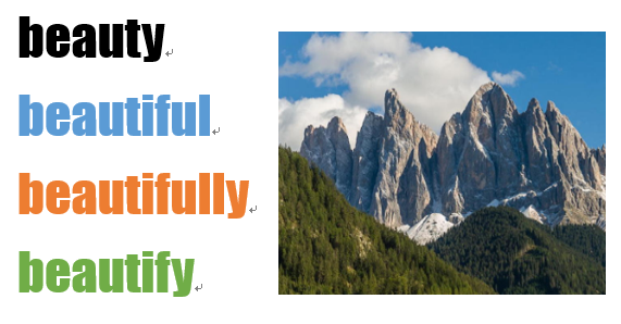 品詞: beauty, beautiful, beautifully, and beautify