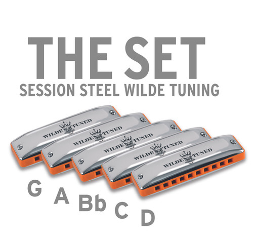 SET OF 5 Wilde Tuned Rock Harmonicas Session Steel | Wilde Tuned Harmonic