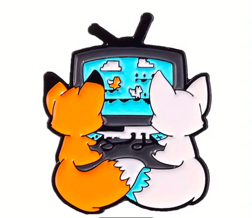 Foxes playing video games Pin | Saveafox
