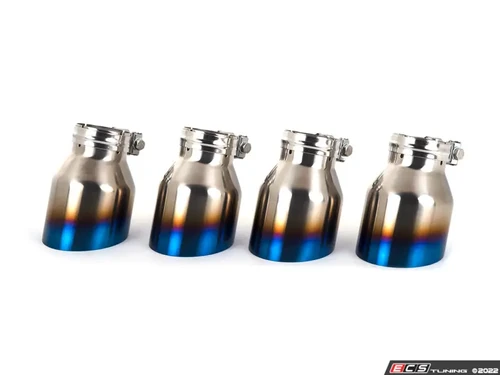 ECS "Ti.22" UNIVERSAL Exhaust Tips - 4.0" Titanium - Burnt Finish - Set ...