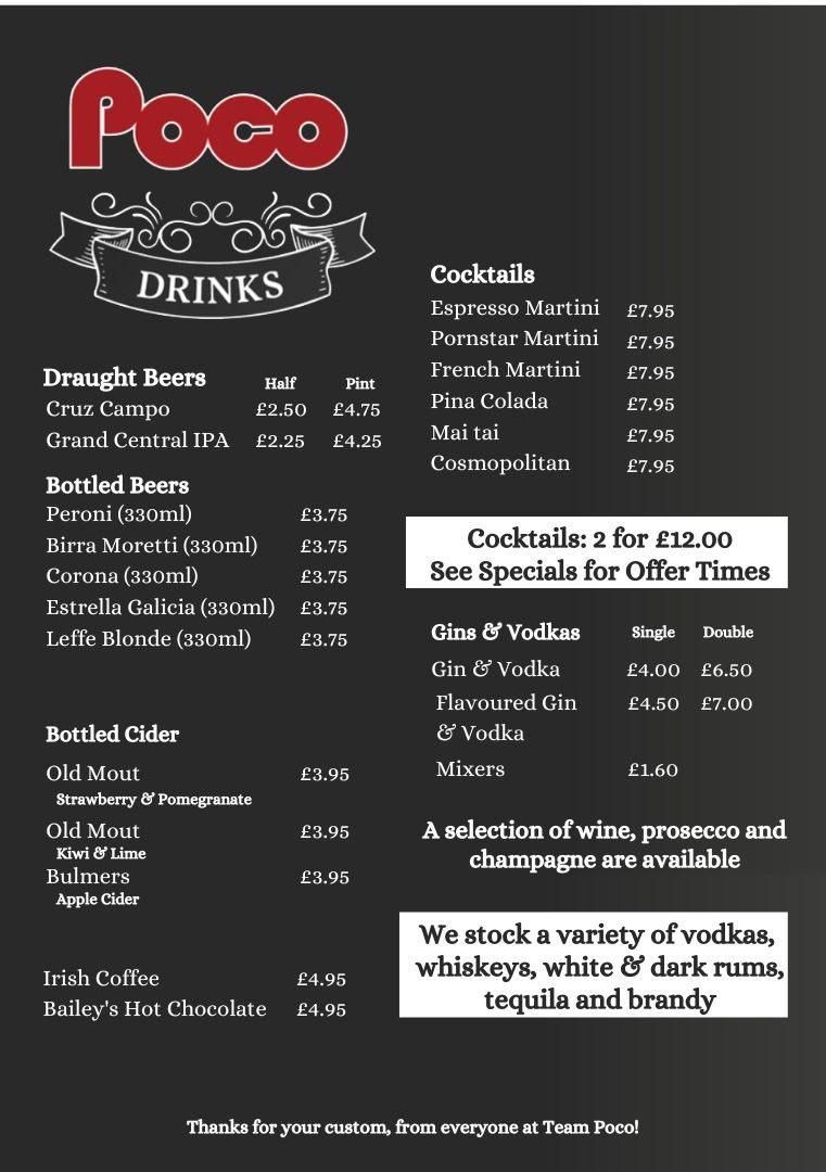 Homemade Food | Poco Bar & Cafe | England